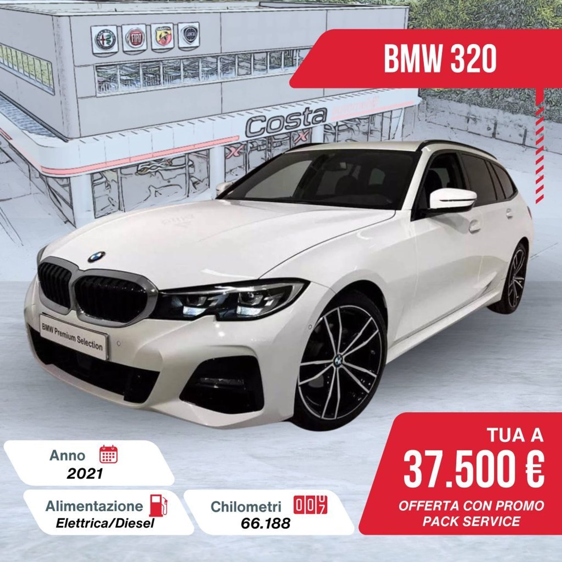 BMW Serie 3 320d d 48V xDrive Touring Msport Usata Ibrida Diesel ...